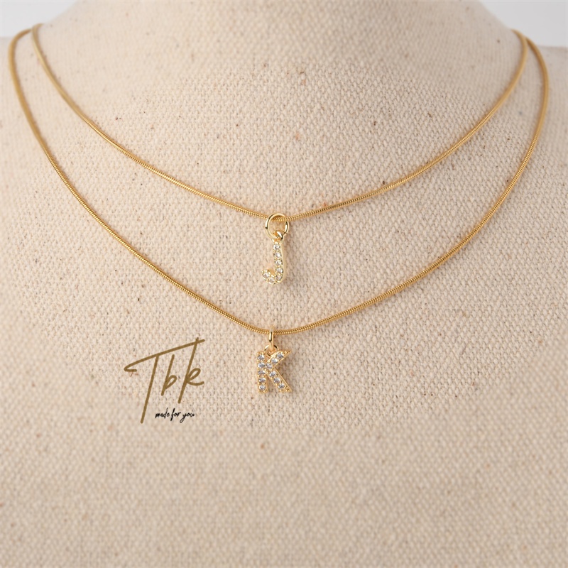TBK Iced Initial Choker 18K Gold Letter A-Z Pendant Necklace ...