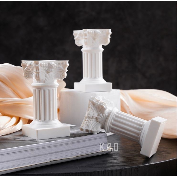 White Roman Pillar Statues Greek Columns Candle Holder Mini Resin Roman ...