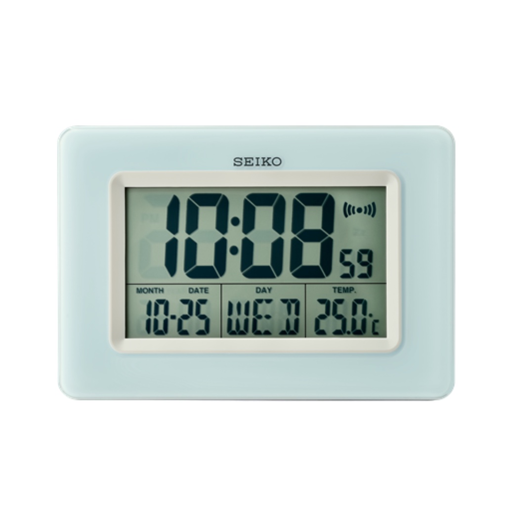 SEIKO ALARM DIGITAL CLOCK with Folding Stand, QHL058L Light Blue Case ...
