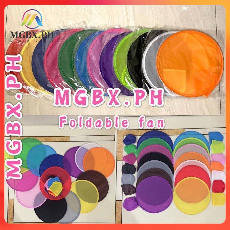 1Pc Foldable Round Fan Plain Colorful Nylon Frisbee Fan With Pouch ...