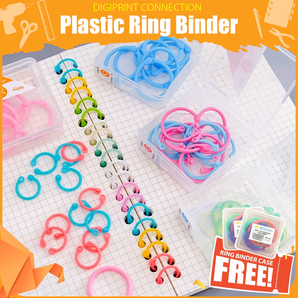 Plastic Ring Binder Loose Leaf Pastel Color Circle Clip on Binder Loose ...