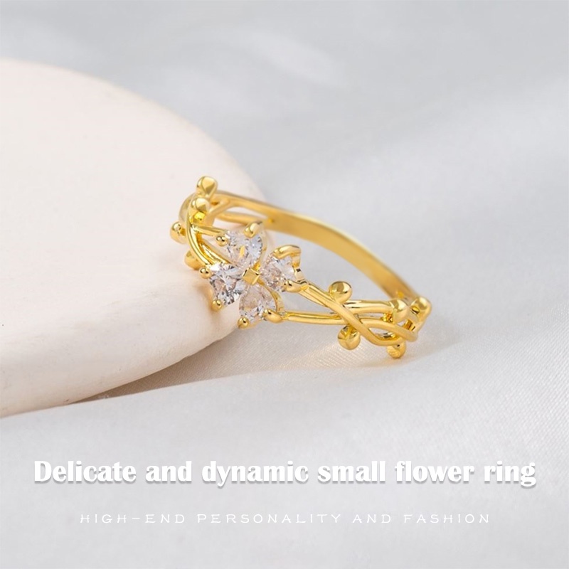 Delicate Dynamic Small Flower Ring Female Temperament High-end Personality Fashion Ring MC ...