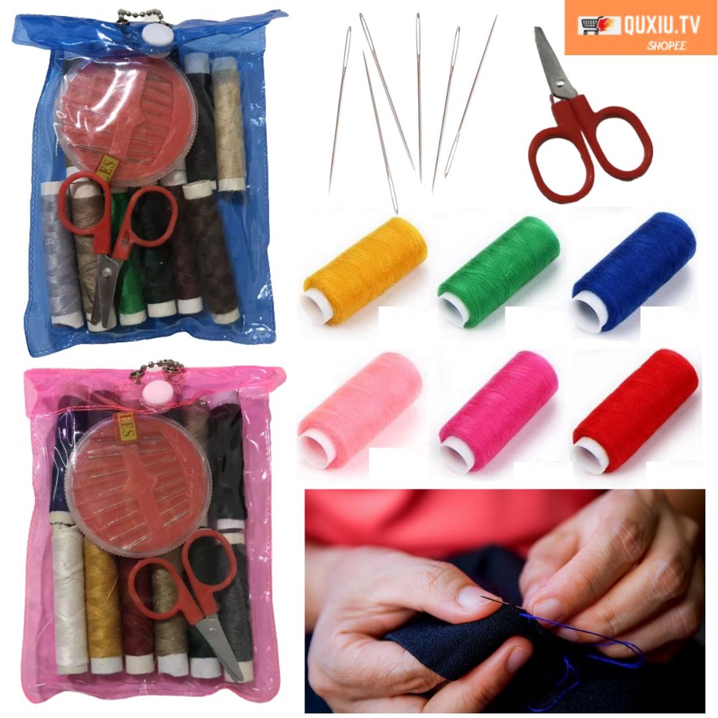 15 in 1 Sewing Kit Thread, Needles and Scissor Set with pouch Assorted ...