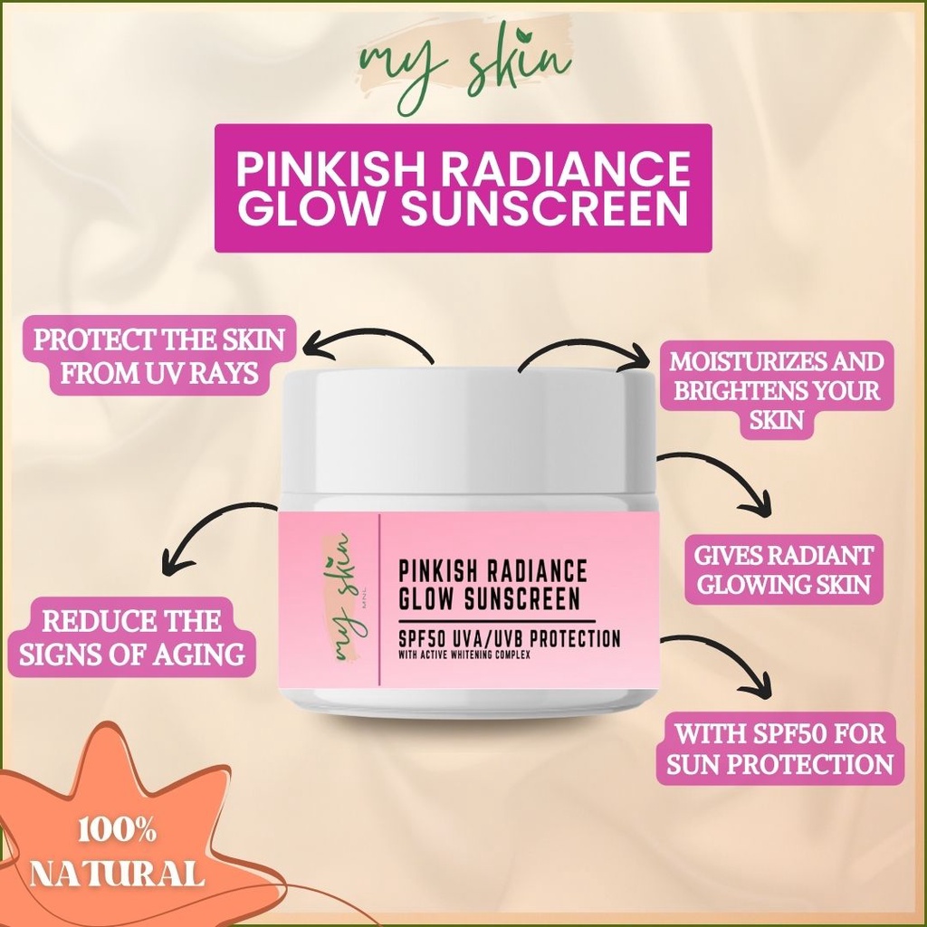 BTM X My Skin - Pinkish Radiance Glow Sunscreen SPF 50 UVA/UVB ...