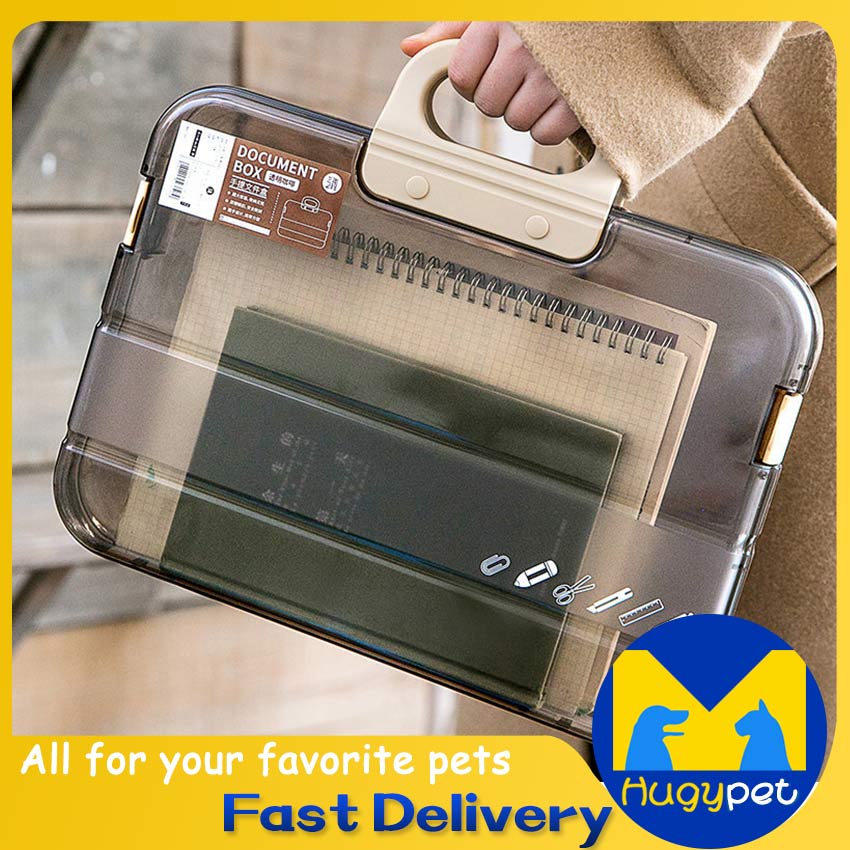 File Case A4 Transparent Plastic File Box Storage Desktop Storage ...