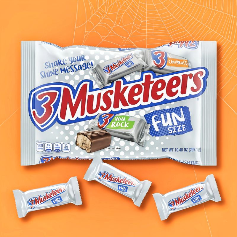 3 Musketeers Fun Size Chocolate Candy Bars 297g, Halloween Candies ...