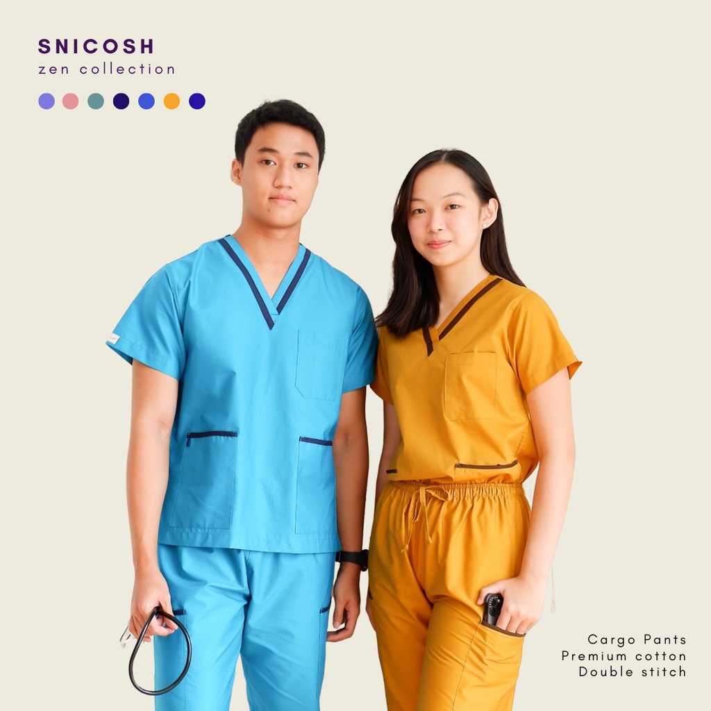 Snicosh Cargo pockets Scrub Suit Set | Zen Collection | Shopee Philippines