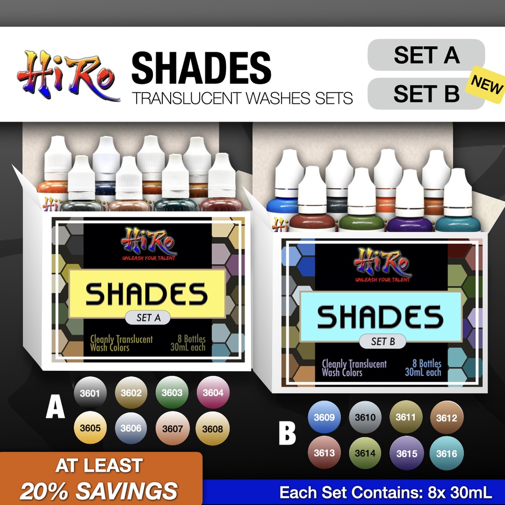 Hiro Shades Set (Set A or B) | Translucent Wash 8x30ml - Alternative to ...