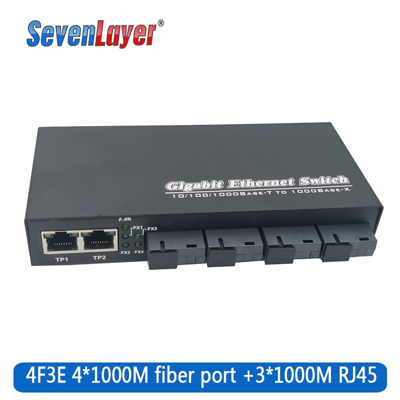 Fiber Optical switch 4 1.25G SC 3 1000M RJ45 Industrial Grade Gigabit ...