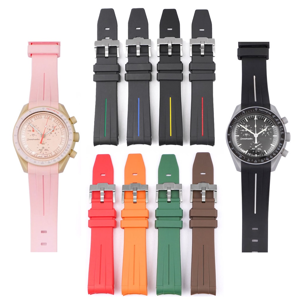 20mm Curved End Rubber Watch Band for Swatch OMG MoonSwatch Silicone ...