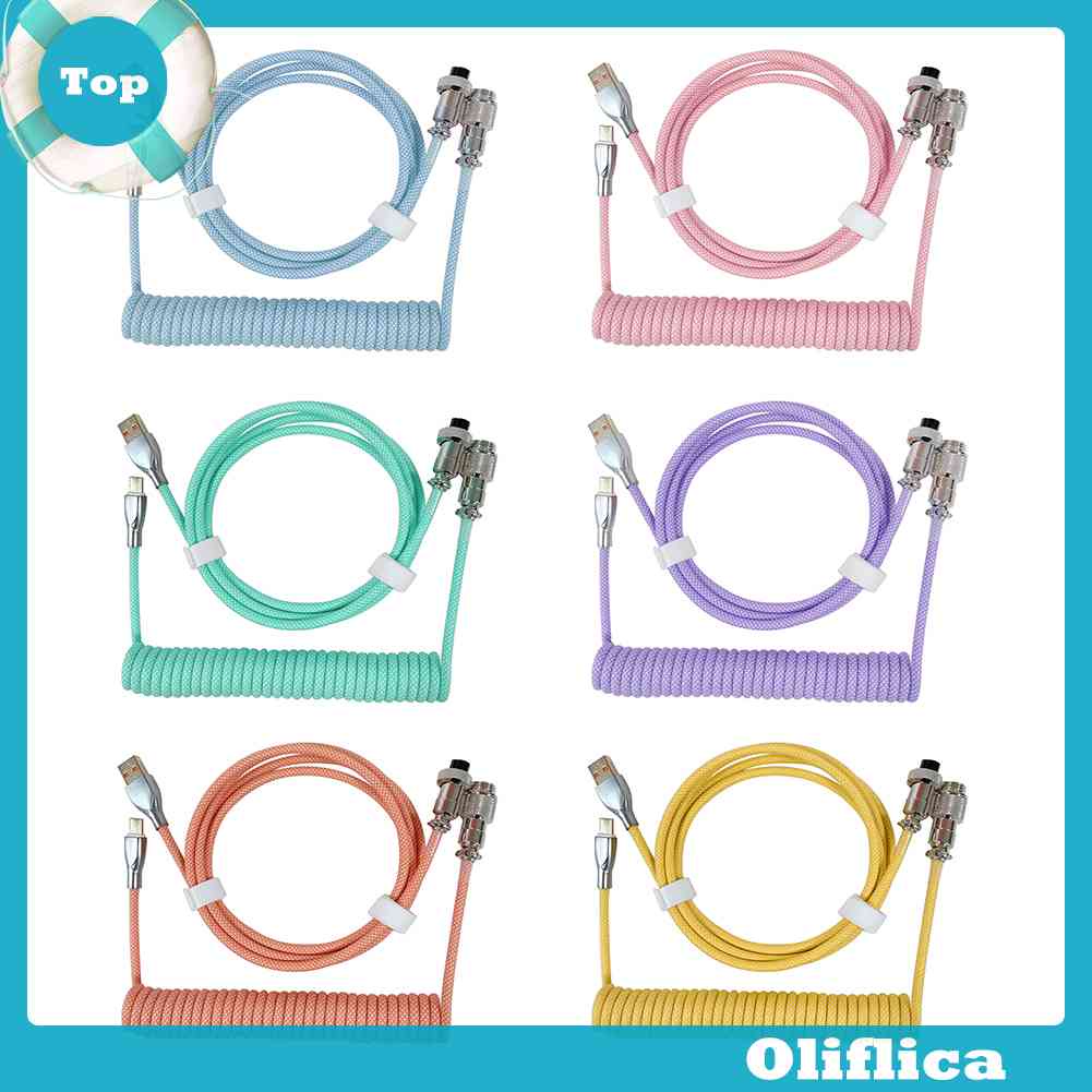 2 in 1 Spiral Coiled Wire Mechanical Keyboard Aviator Connector USB-C ...