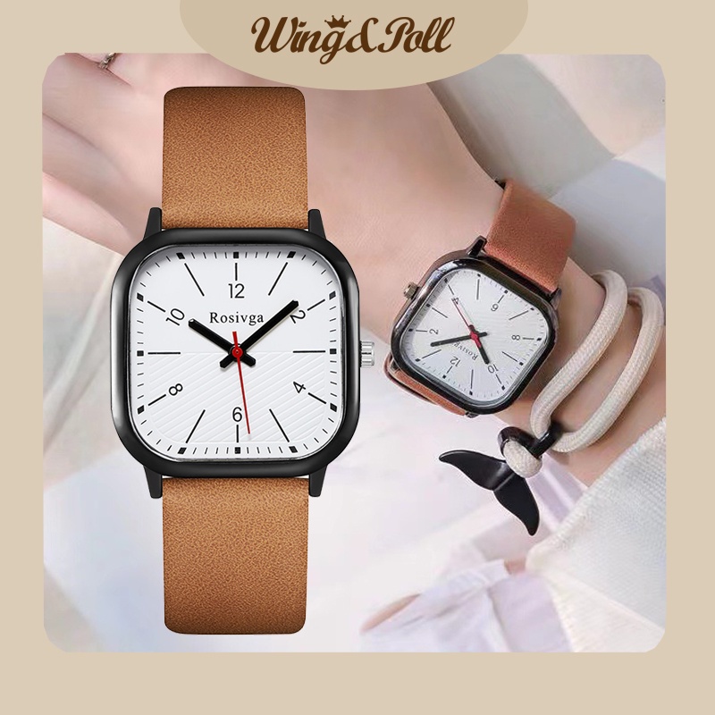 New Fashion Simple Elegant Watch Waterproof Square Dial Leather Strap ...