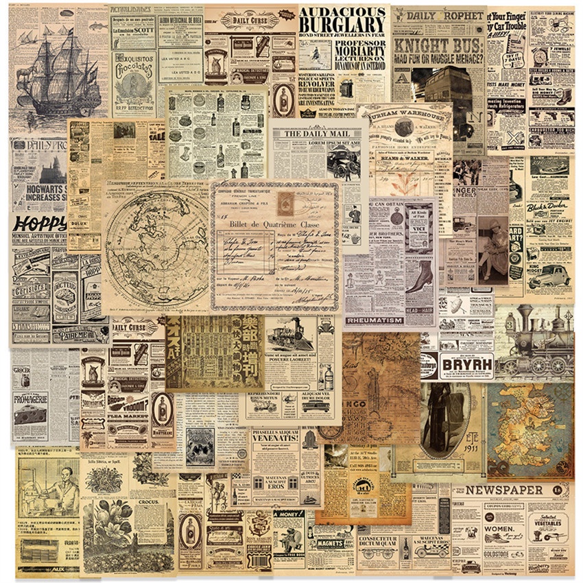 35Pcs/Set Vintage Newspaper Series 01 Stickers DIY Fashion Waterproof ...