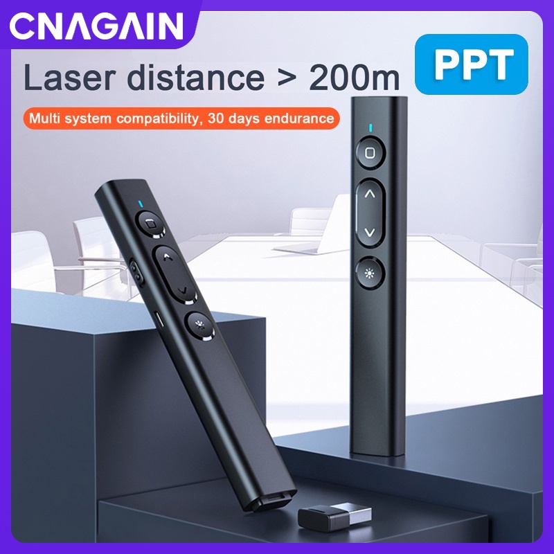 CNAGAIN Wireless PPT Remote Control USB Rechargeable Pointer Presenter ...