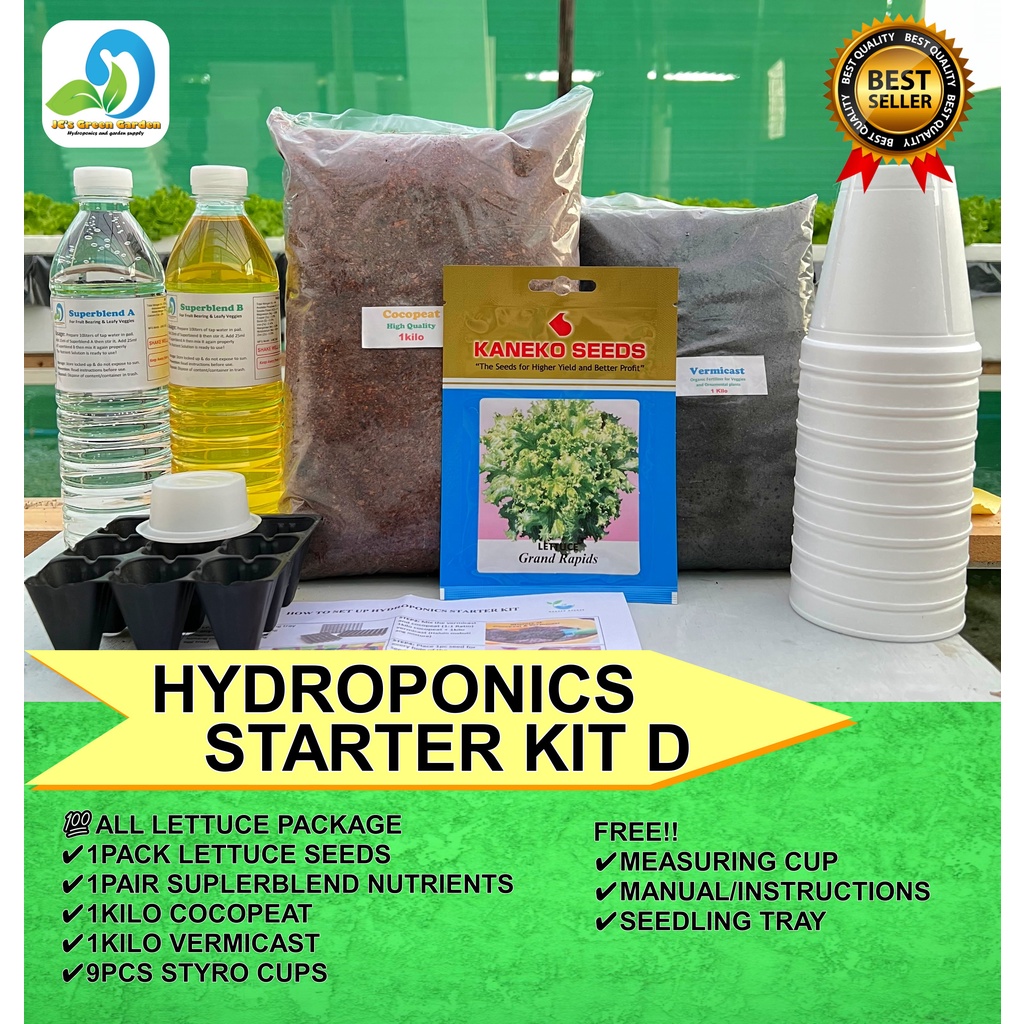 HYDROPONICS STARTER KIT D - ALL LETTUCE PACKAGE/FOR BEGINNERS/MANUAL/NO ...