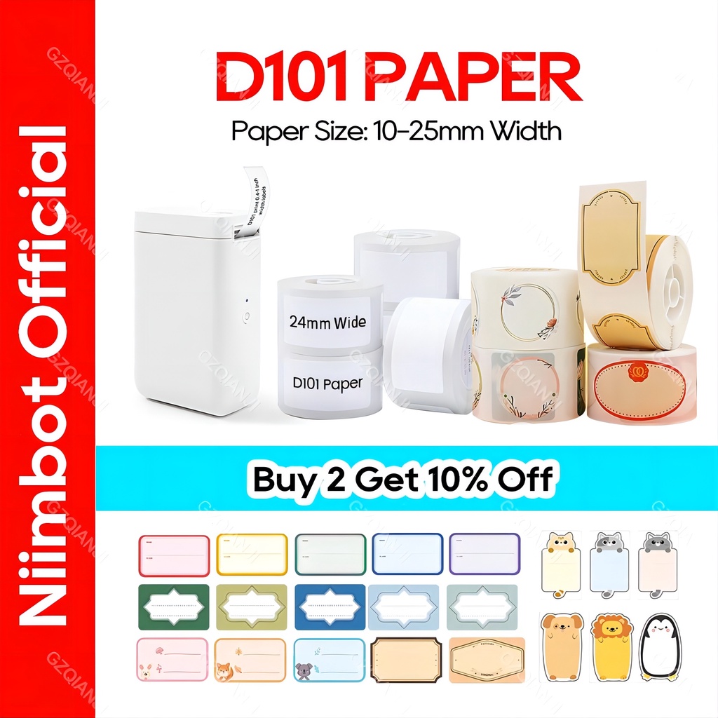 Niimbot D101 Label Printer Sticker Paper Roll 20 25mm Mini White Color ...