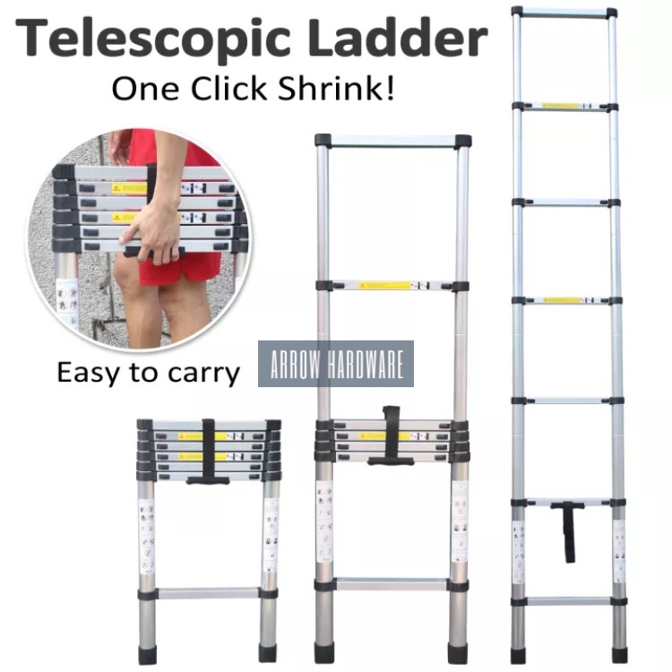 Aluminum Telescopic Ladder Straight 5.0M /16.4ft (12 steps) | Shopee ...