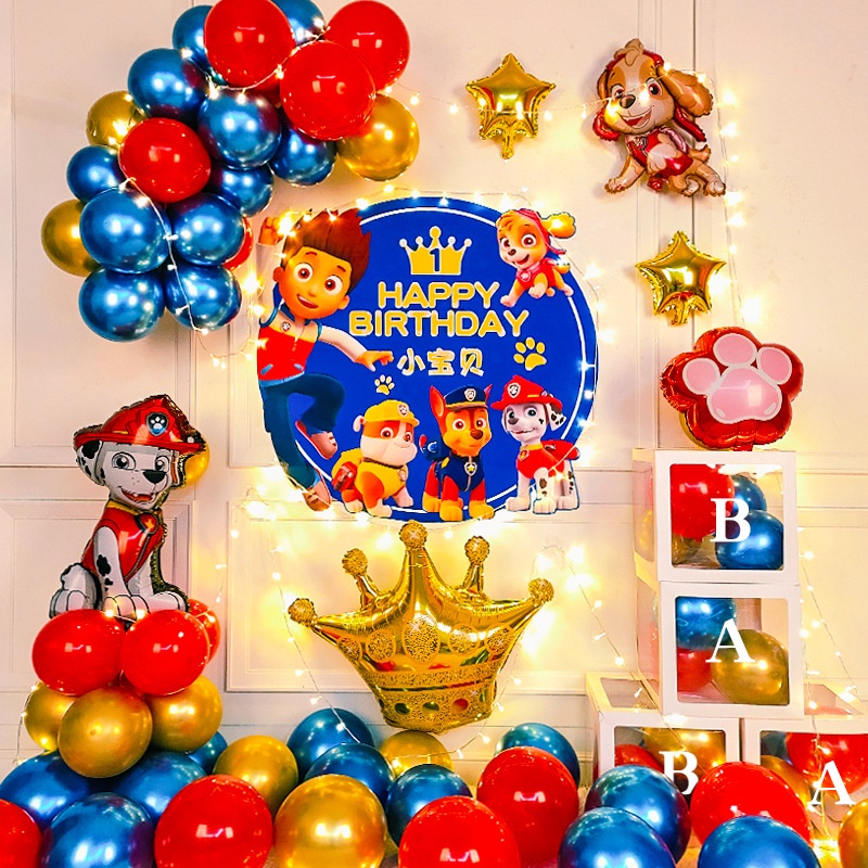 Paw Patrol Balloons Birthday Party Decorations Dogs Foil Balloon Metallic Latex Balloon Baby ...