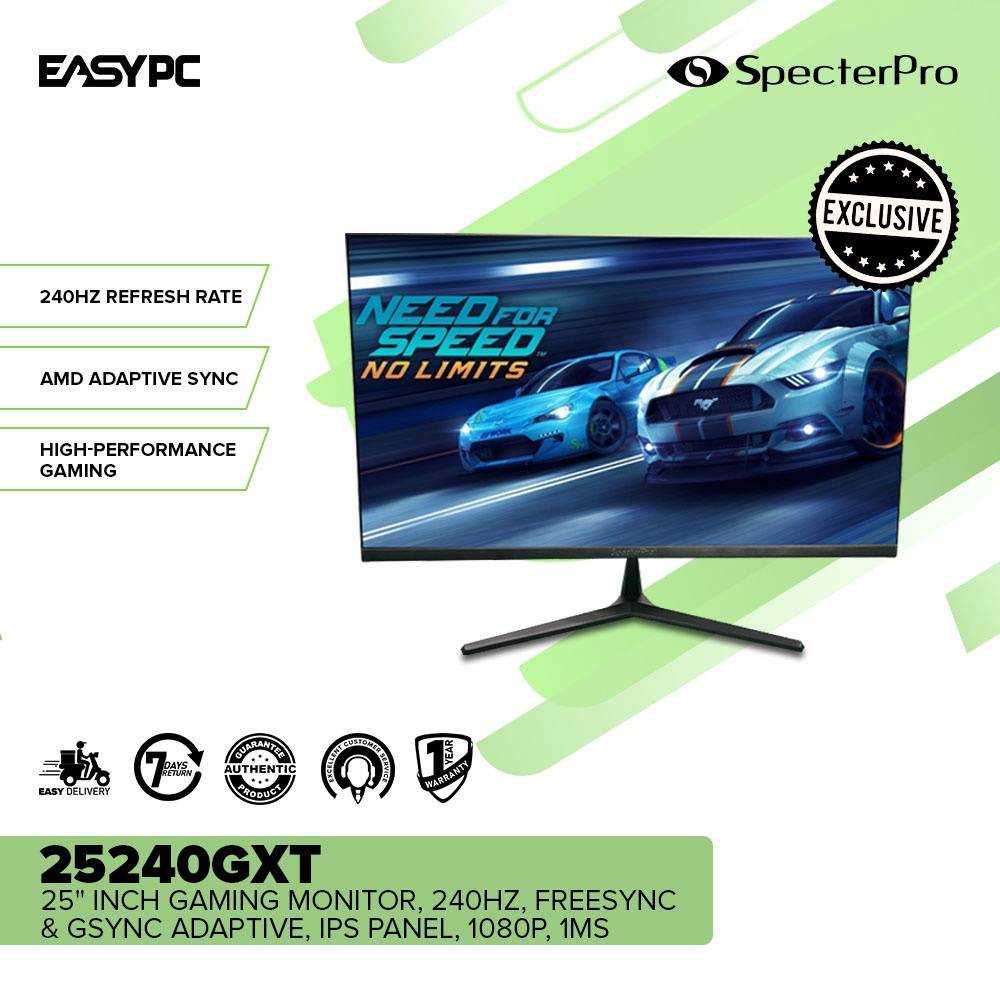 EASYPC | SPECTERPRO 25240GXT 25 inch Gaming Monitor | 240hz | Freesync ...