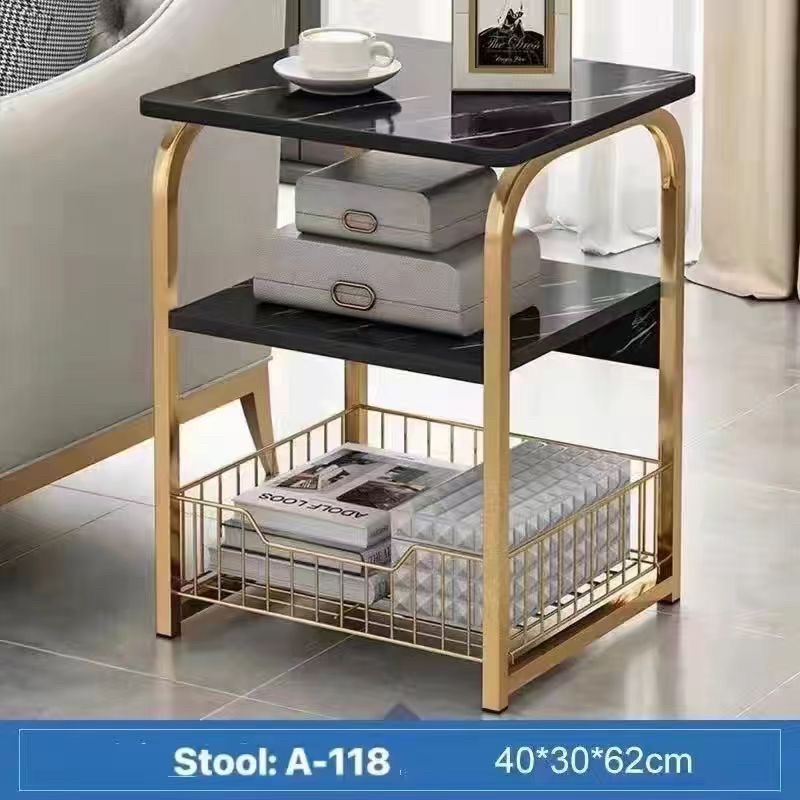 3-Tier Modern Wooden Veneer Table Coffee Table Nightstand Desk Side ...