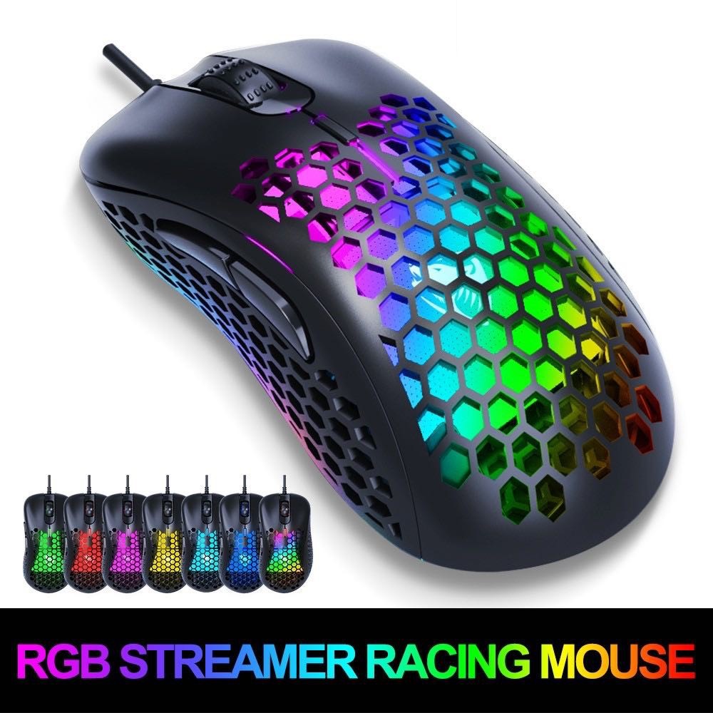 T-WOLF G540 Gaming Mouse USB Wired Honeycomb Holes Breathing Light ...