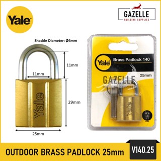 Yale V140 Outdoor Brass Padlock Heavy Duty 25 30mm 40mm 50mm 60mm 70mm 2Pc Keyed Alike Long ...