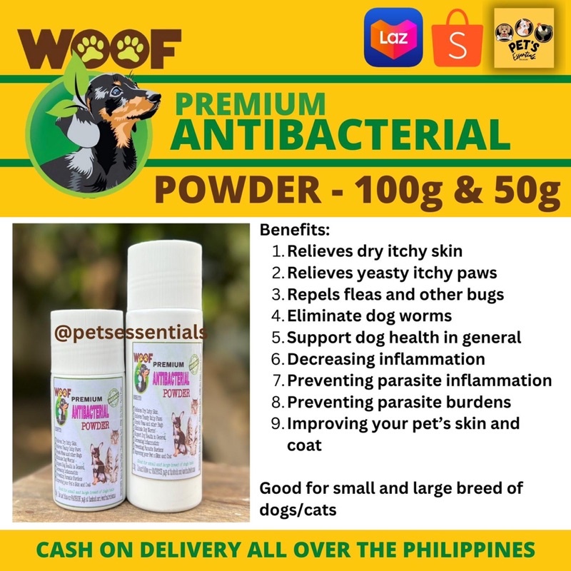 PET POWDER (WOOF)Premium ANTIBACTERIAL Powder - Available in 50g and ...