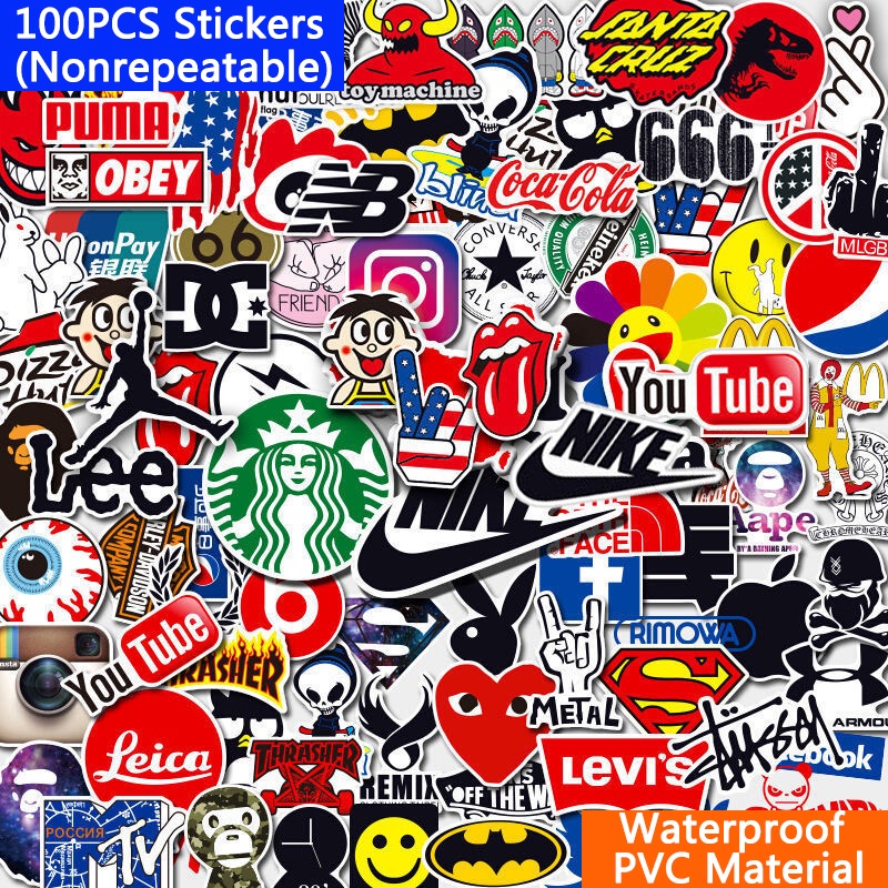 100 PCS Motorcycle Stickers Luggage Helmet Stickers Car Electric ...