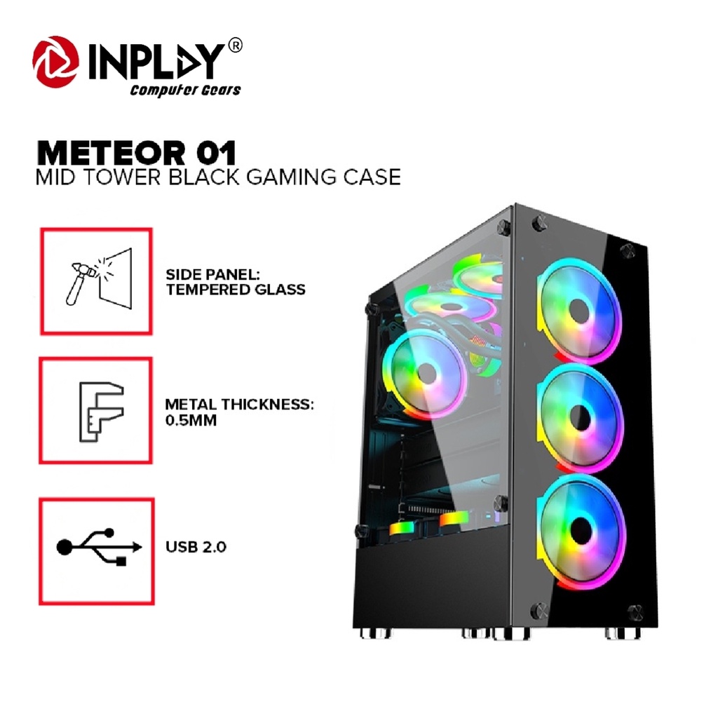 Inplay Meteor 01meteor 03 Desktop Computer Gaming Case Cpu Case Computer Case Pc Case Matxatx