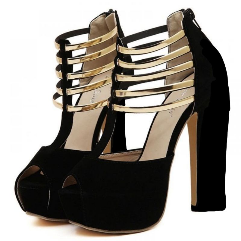 Black and Gold Peep Toe Pageant Heels for Kids and Adult | Shopee ...