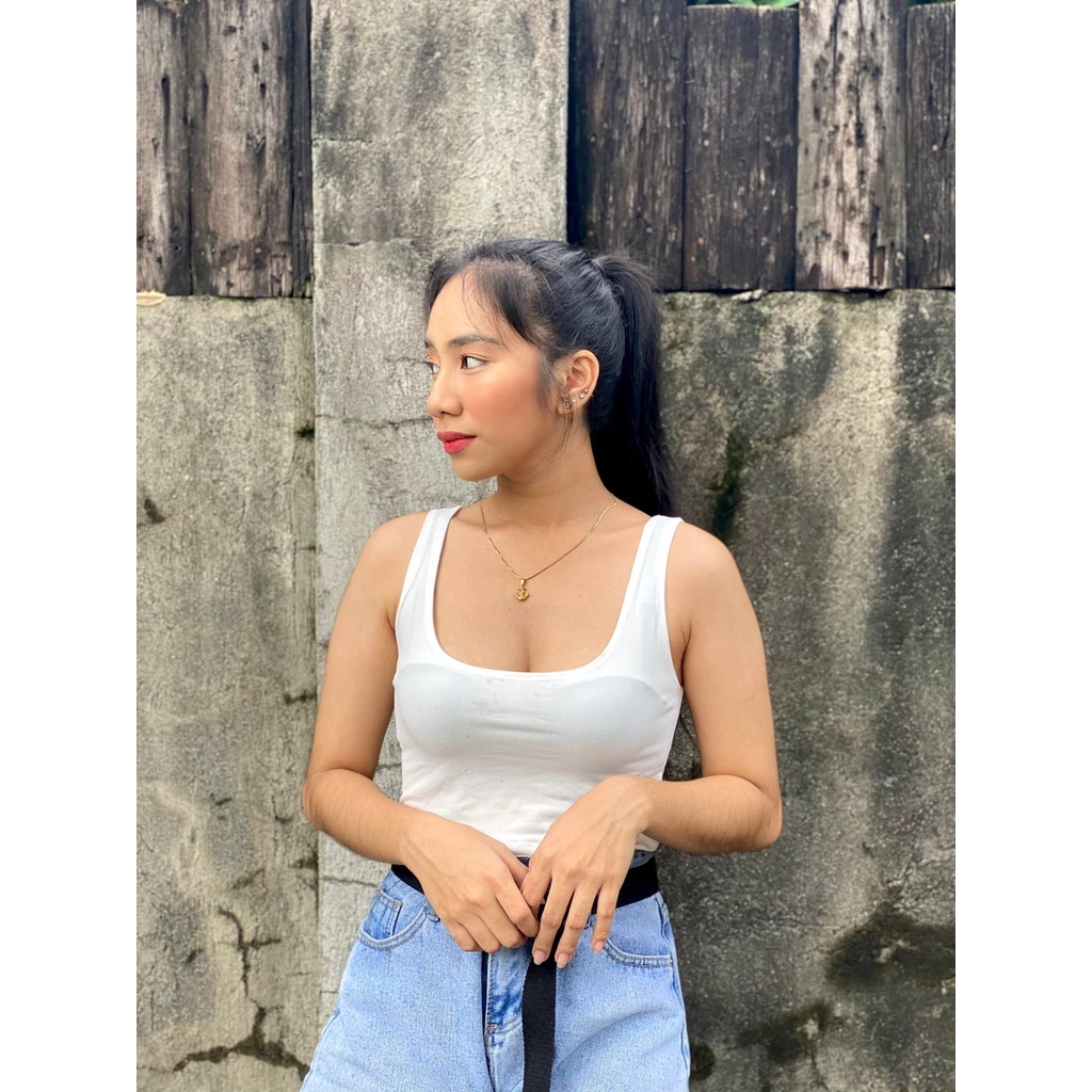 Square neck sando crop top for woman (XS - M) | Shopee Philippines