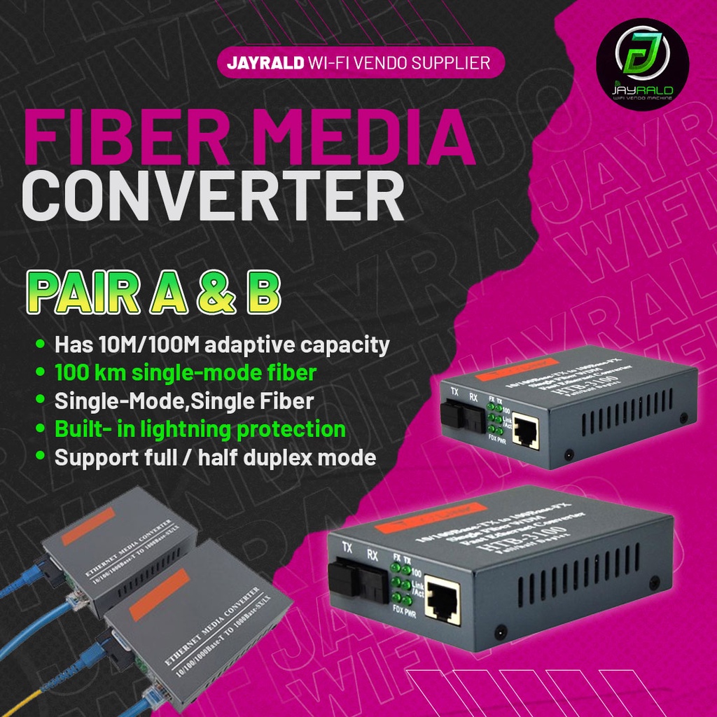 FIBER MEDIA CONVERTER PAIR A & B | Shopee Philippines
