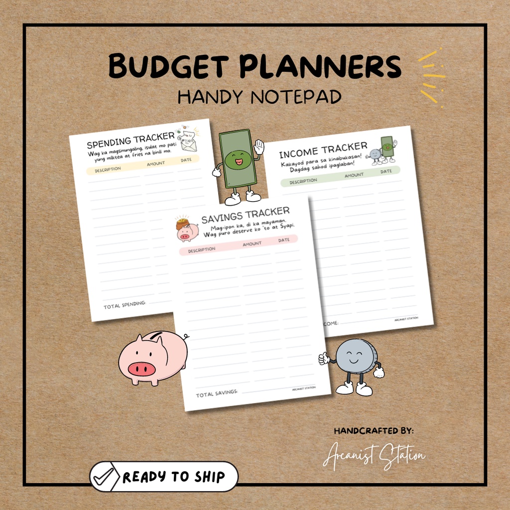 Income - Spending - Savings Tracker - Budget Planner Handy Notepad ...