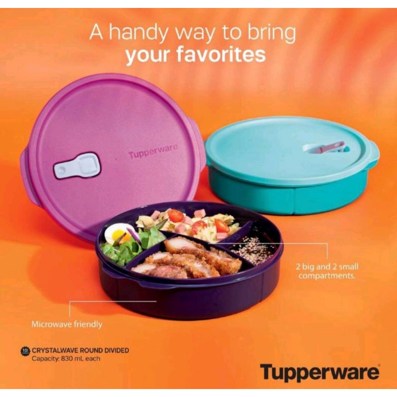 Tupperware Crystalwave Round Divided Lunch Box | Shopee Philippines