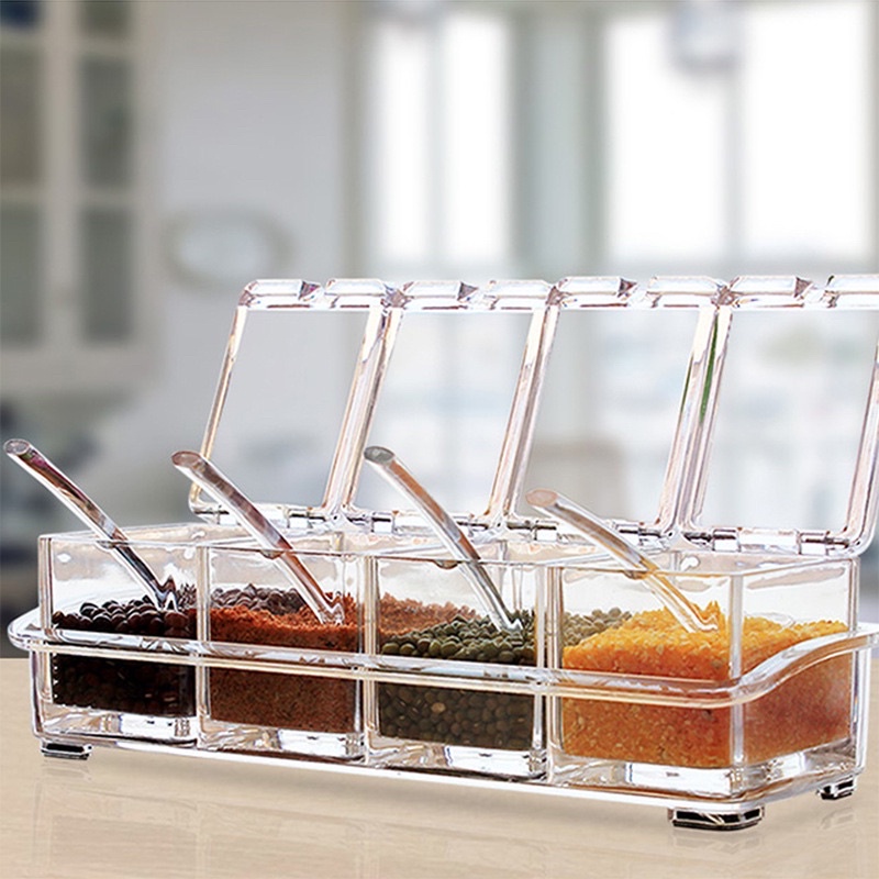 Transparent Crystal Condiments Organizers Seasoning Box Condiments ...