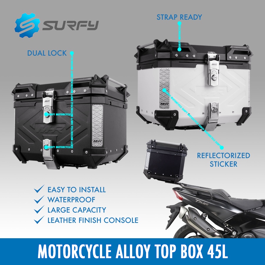 MHR OFF WHITE 45L Aluminum Alloy Top Box Tail Box With Plate Holder New ...