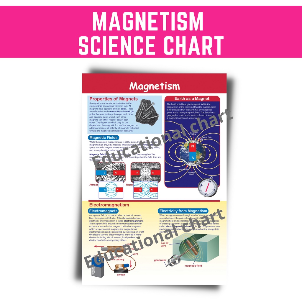 MAGNETISM POSTERS CHARTS I ALL ABOUT SCIENCE CHARTS, A4 Size Laminated ...