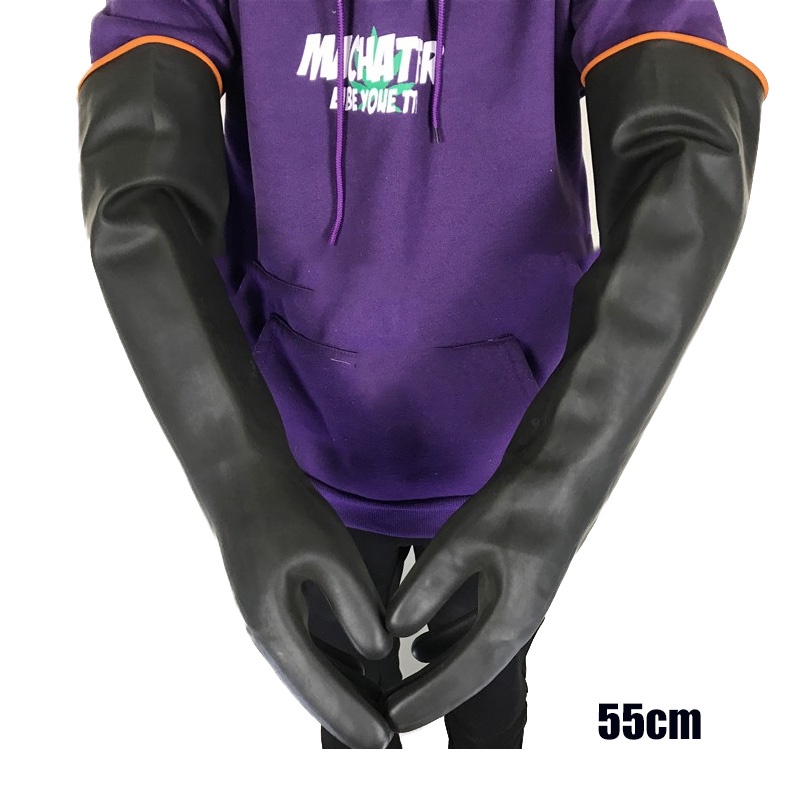 3 Pairs Waterproof Gloves 35/45/55cm Long Chemical Resistant Rubber ...