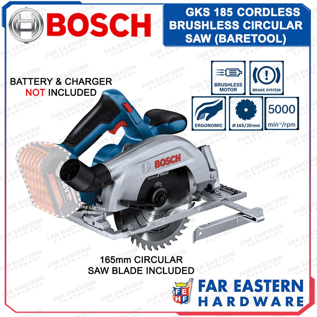 BOSCH GKS 185 Cordless Brushless Circular Saw 165mm Baretool RBPT18 ...