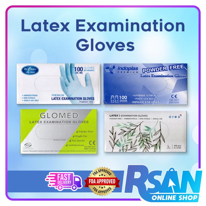 Glomed, Great Gloves, Indoplas, Orex Latex Examination Gloves 100 pcs ...