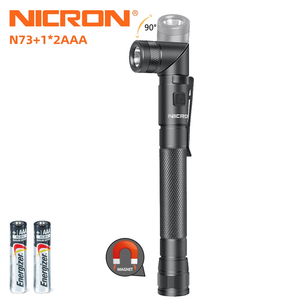 Nicron Flashlight N73 Dual Fuel Power 150 Lumens 90 Degree Twist Head ...