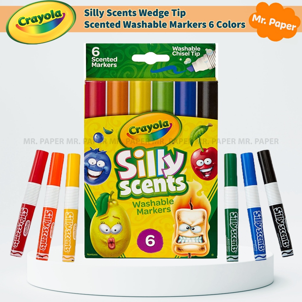 Crayola Silly Scents Wedge Tip Scented Washable Markers 6 Colors | 12 ...