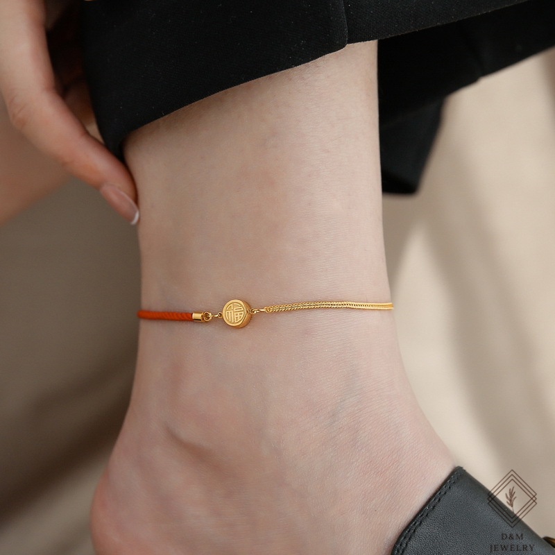 Stainless Gold Red String Anklet Bracelet Jewelry Fashion Accessories ...