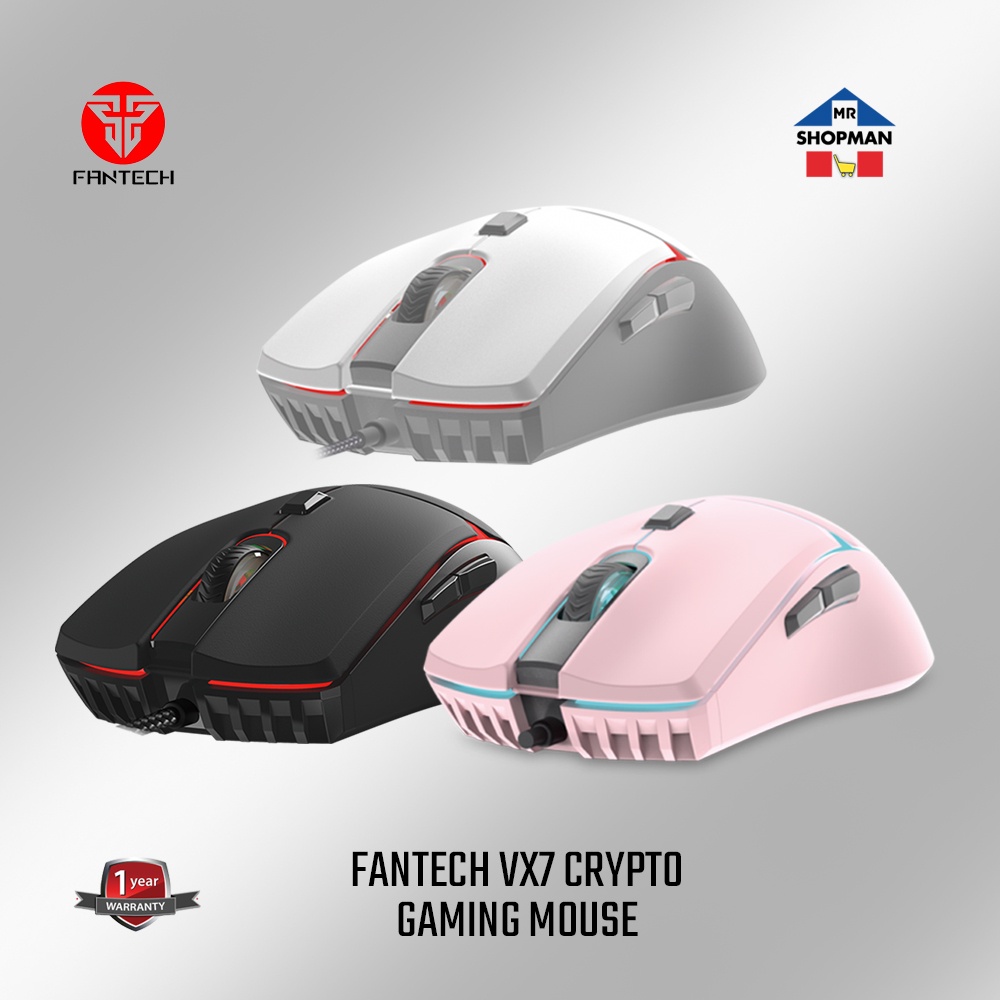 Fantech Crypto VX7 Macro Gaming Mouse Black White Pink | Shopee Philippines