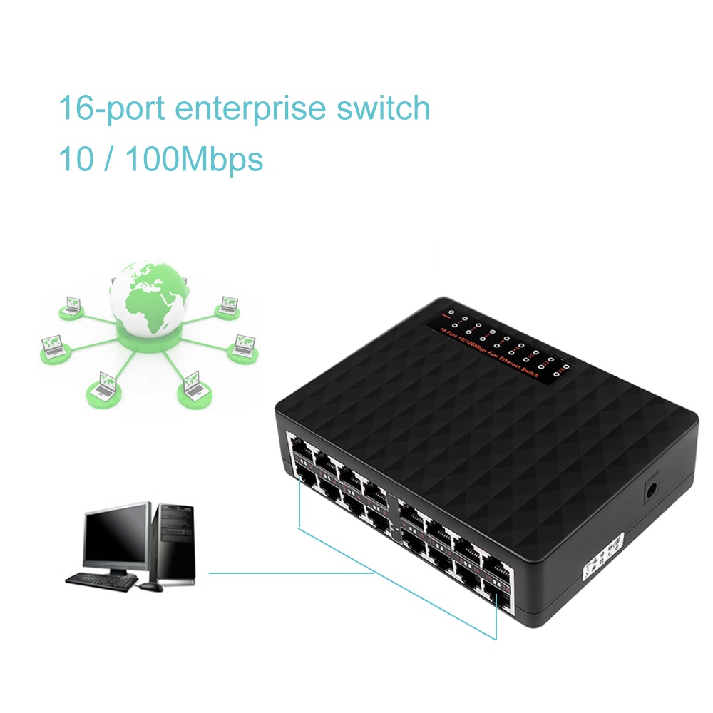 High Speed 16 Ports Ethernet Switch 10/100Mpbs Ethernet Network ...