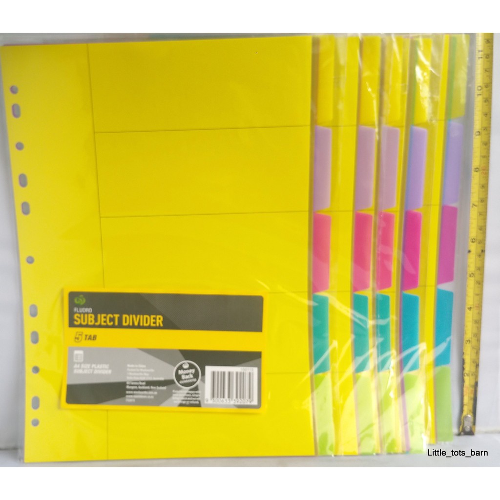 FLUORO Subject Divider With 5 Tab A4 Size Plastic Subject Divider ...