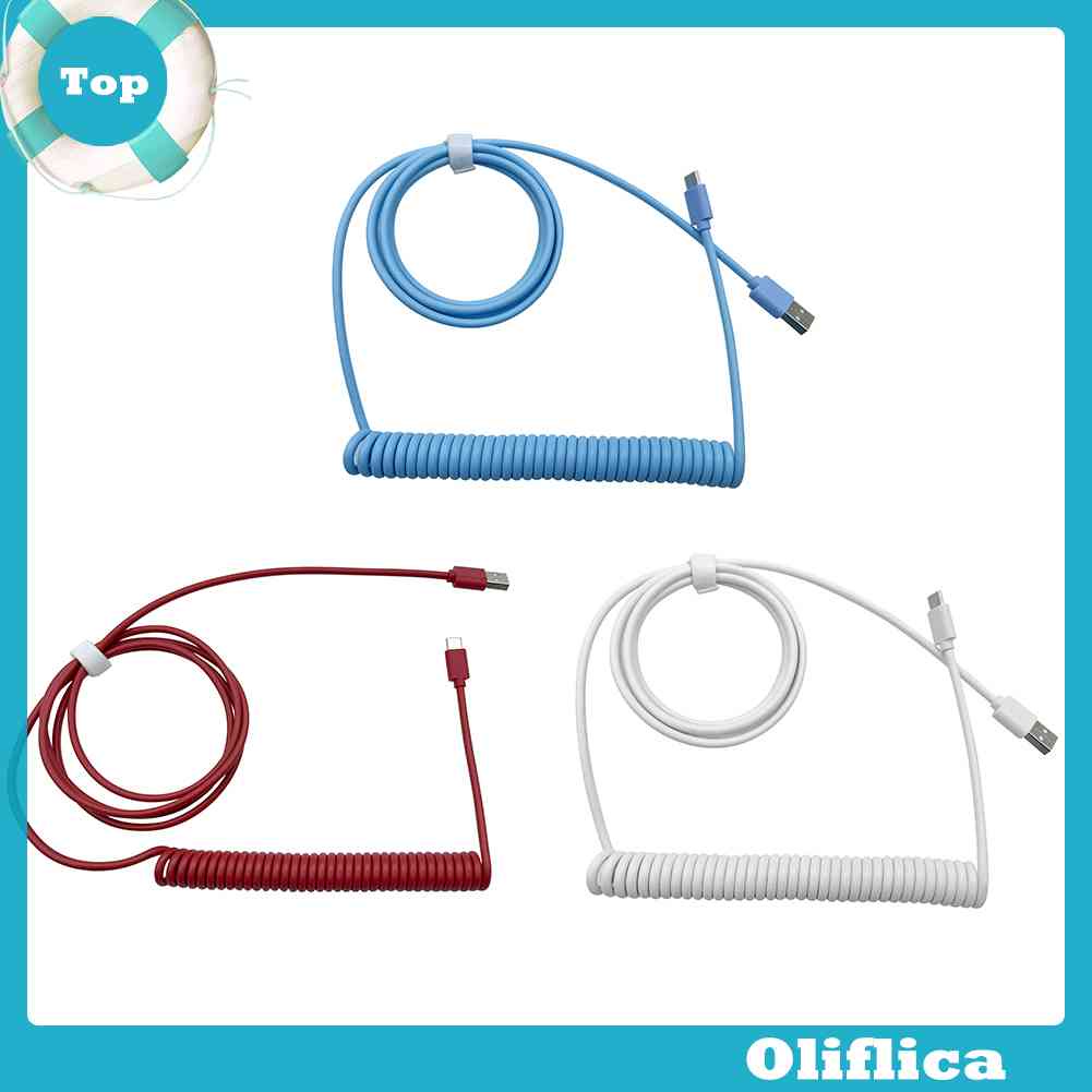 Mechanical Keyboard Data Cable Type-C to USB Coiled Spring Charging ...