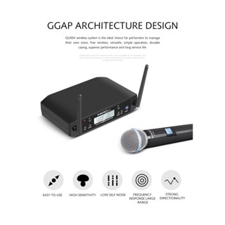 G-MARK GLXD4 Wireless Microphone Professional Dual Channel Frequency Adjustable For Karaoke DJ ...