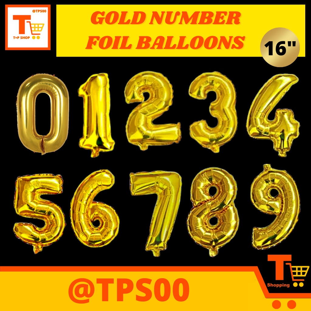 16 INCH GOLD FOIL BALLOONS (NUMBERS) | Shopee Philippines