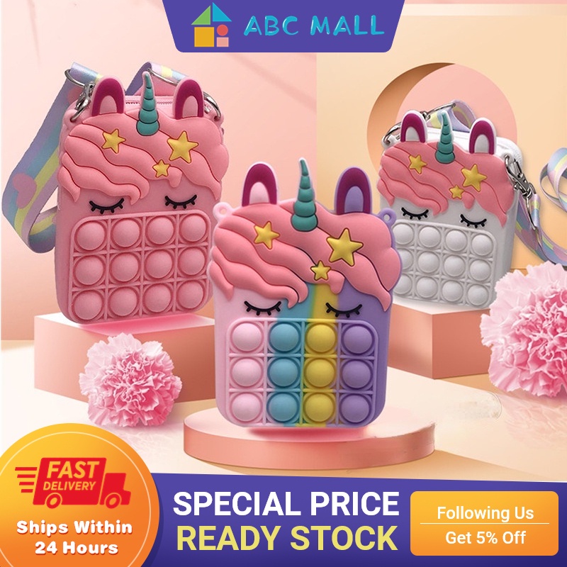 Pop It Fidget Toys Silicone Push Bubble Crossbody Bag Adults Kids ...